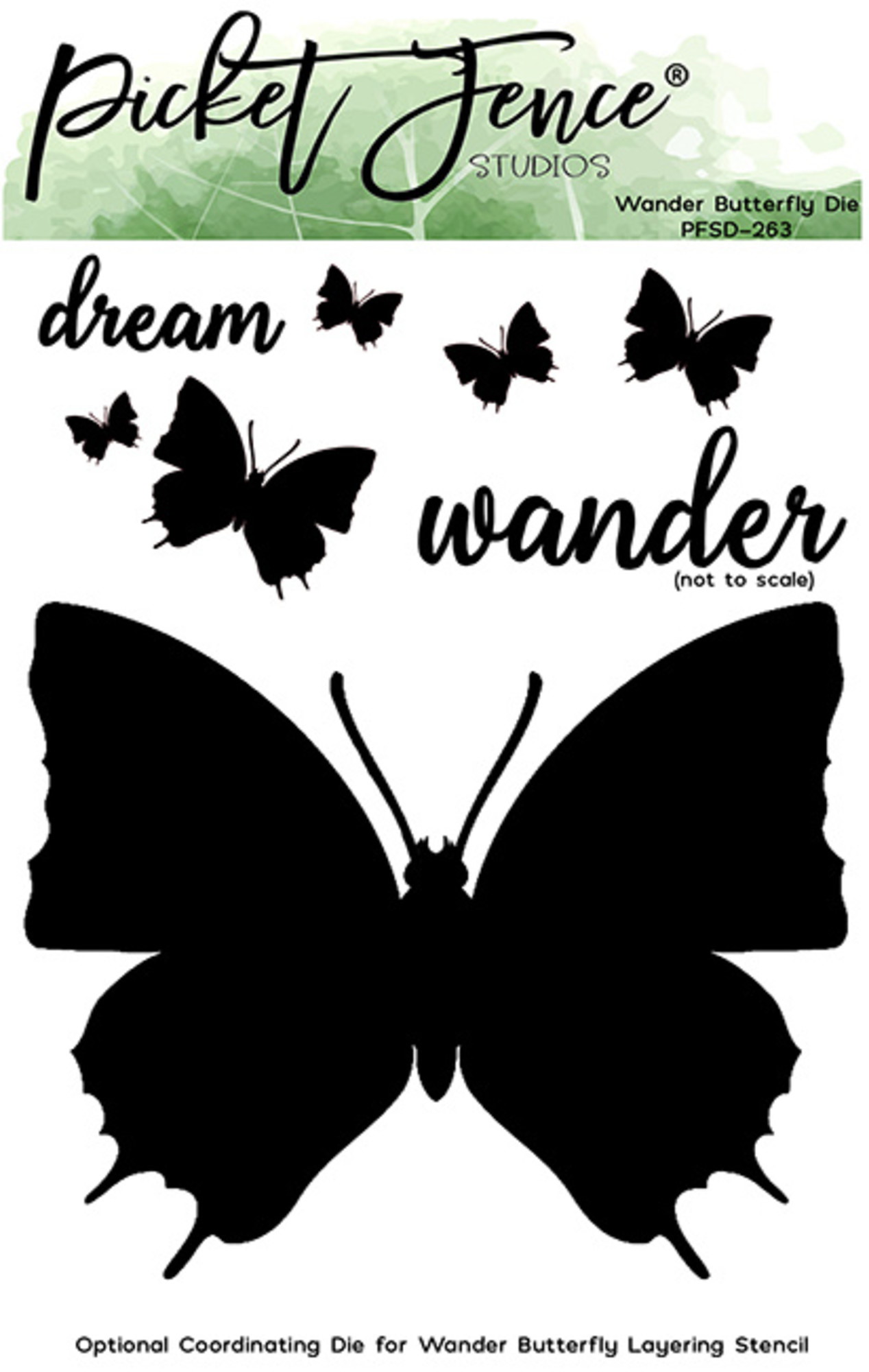 Picket Fence Studios Wander Butterfly 4x6 Inch Metal Die Lilly-Art