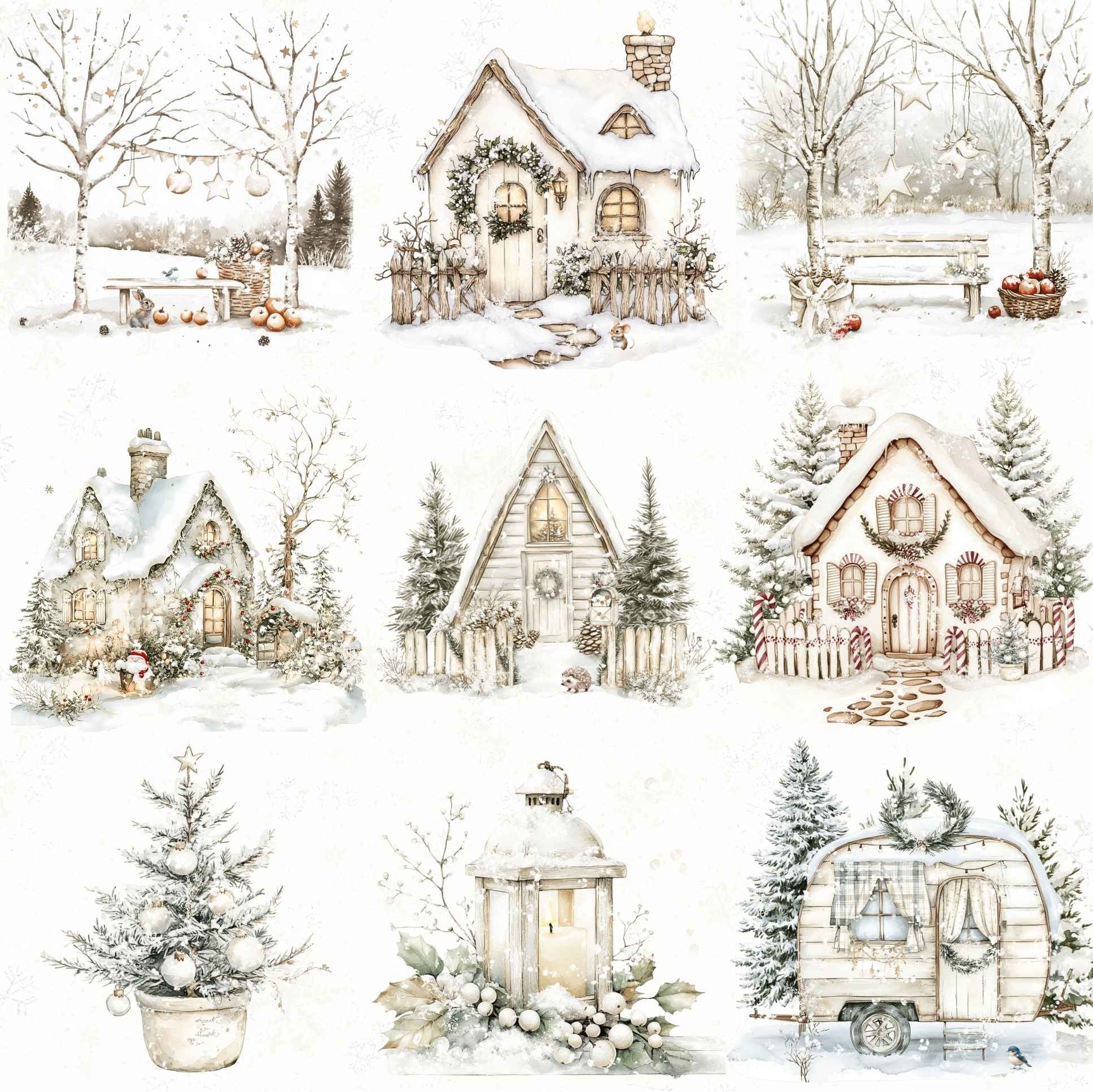 Lilly-Art Designpapier White Christmas Lilly-Art