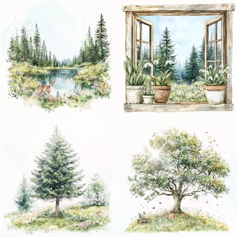 Lilly-Art Designpapier Spring Scene Lilly-Art