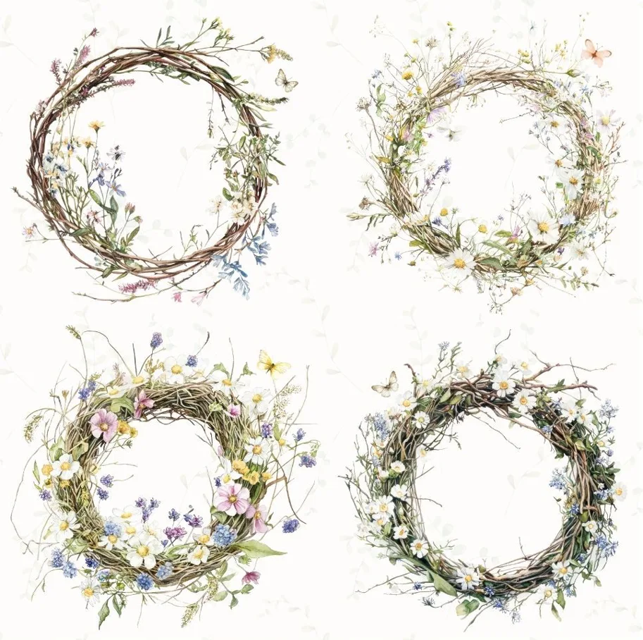 Lilly-Art Designpapier Spring Wreaths Lilly-Art