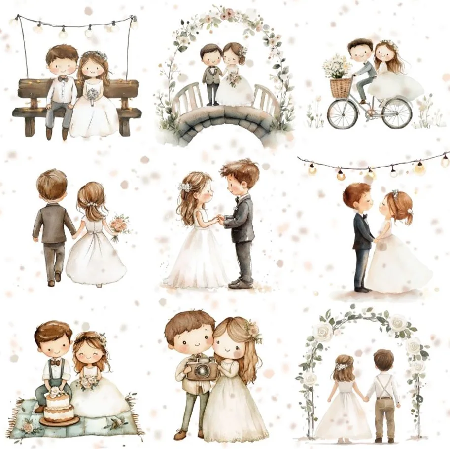 Lilly-Art Designpapier Hochzeitspaare Lilly-Art